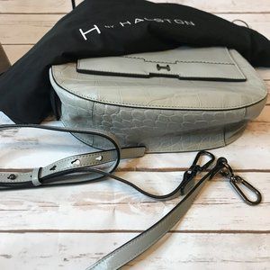 H by Halston | Bags | H By Halston Grey Leather Satchel | Poshmark